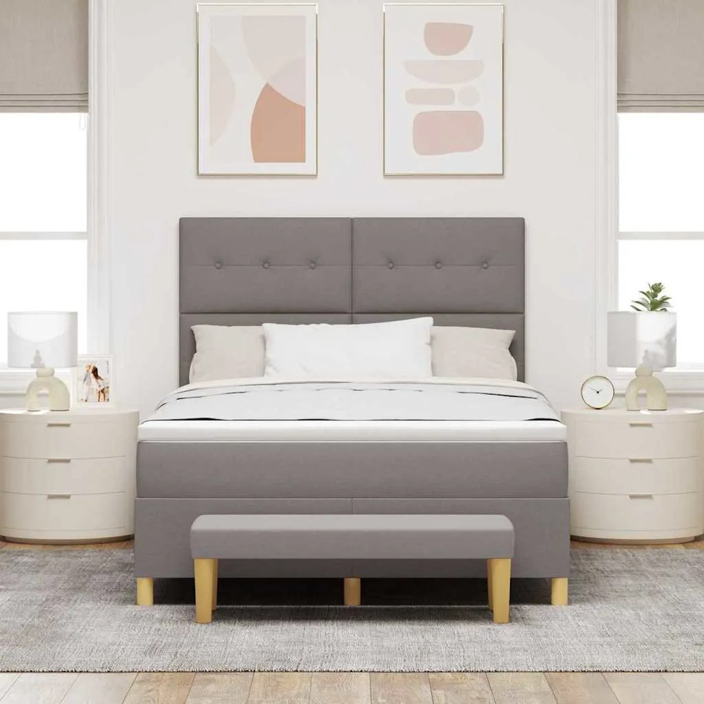 Postel s boxspringem s čelo Taupe 140 x 200 cm textil 3344307
