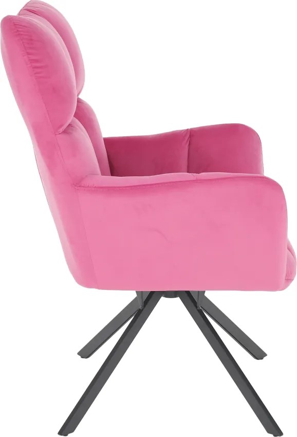 Designové otočné křeslo, růžová Velvet látka / černá, KOMODO
