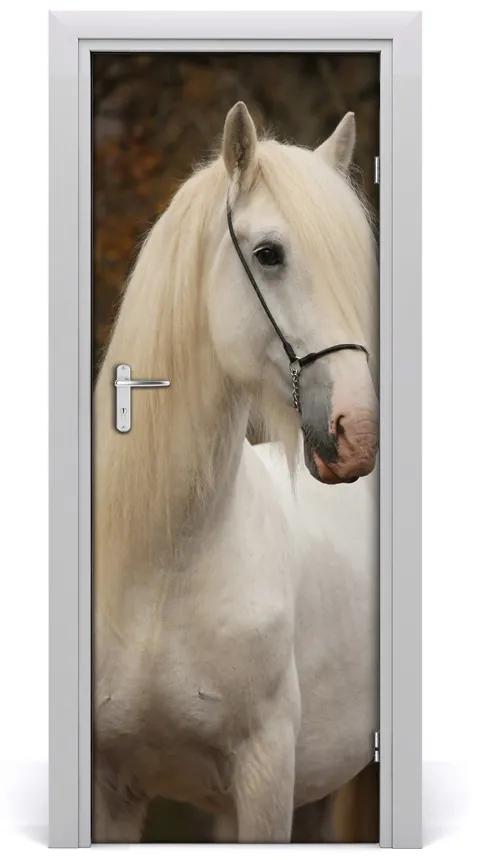 Samolepící fototapeta na dveře Bílý kůň 95x205 cm