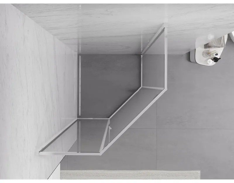 Mexen Exo, pětiúhelníkový sprchový kout s výklopnými dveřmi 90 x 90 cm, 6mm čiré sklo, chromový profil, 812-090-090-01-00