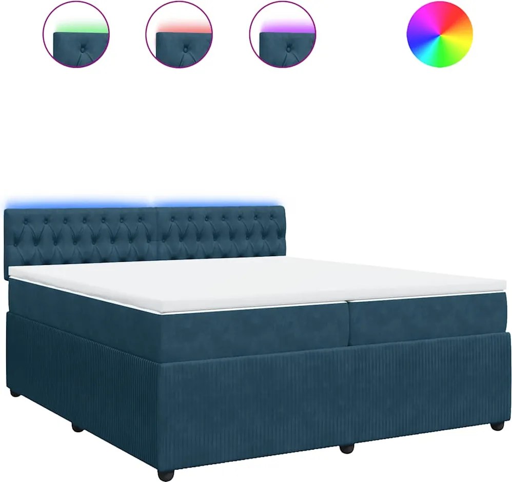 Box spring postel s matrací modrá 200 x 200 cm samet 3290140