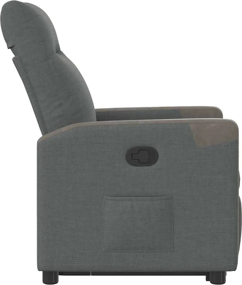 Zvedací polohovací křeslo tmavě šedé textil 3324091