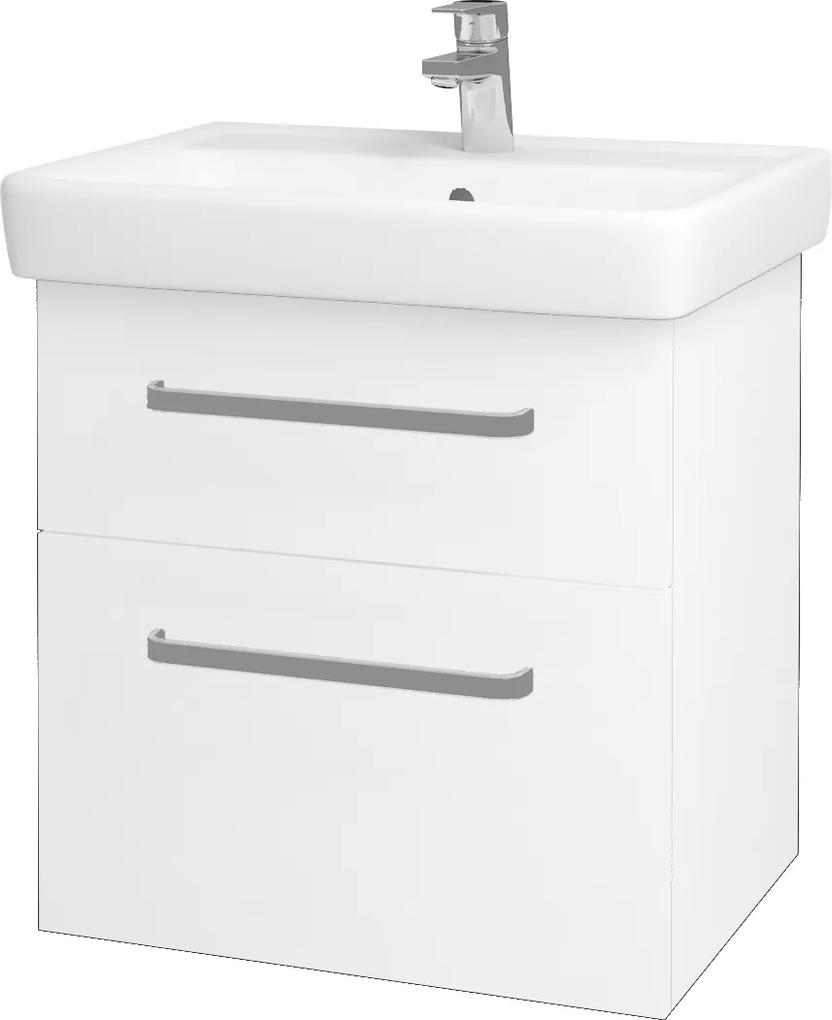 Dřevojas - Koupelnová skříň Q MAX SZZ2 60 - N01 Bílá lesk / Úchytka T01 / L01 Bílá vysoký lesk 60117A