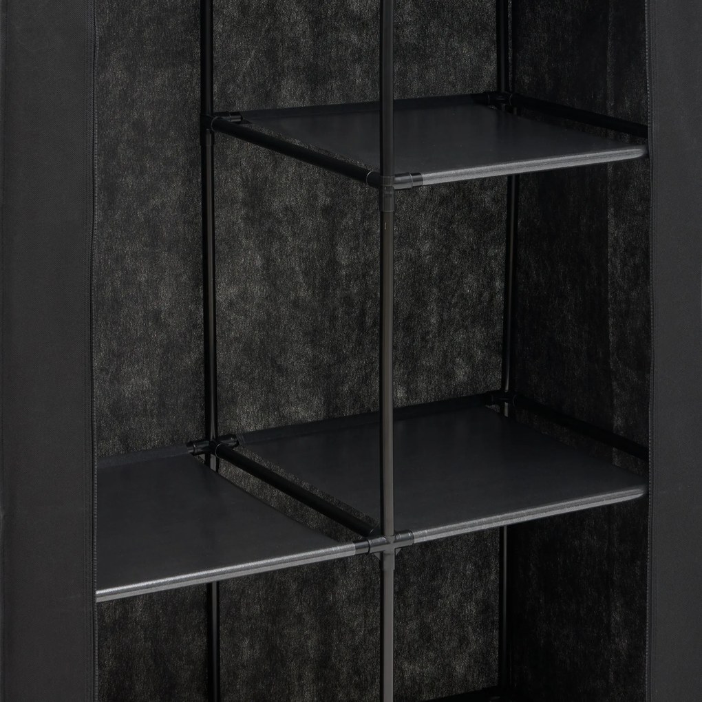 Textilní šatní skříň DRESSY s policí, 88 x 45 x 165 cm - černý