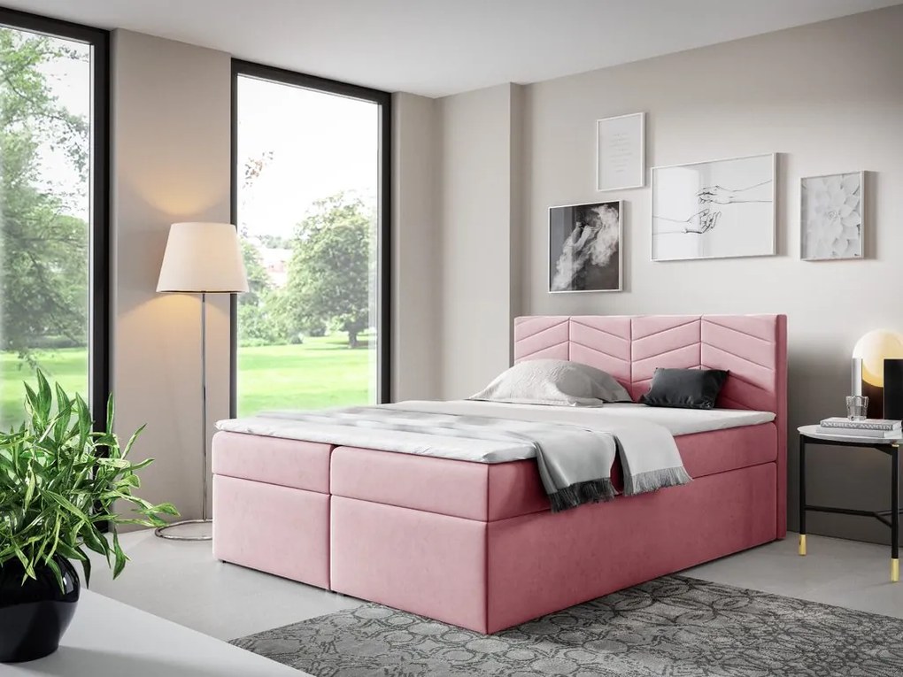 Eka Kontinentální čalouněná postel ANNA - Trinity (140x200 cm) Barva látky Trinity: Hořčicová (Trinity 2326)