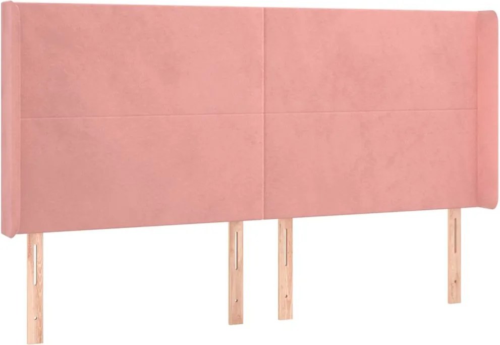Čelo postele typu ušák růžové 203x16x118/128 cm samet 3119371