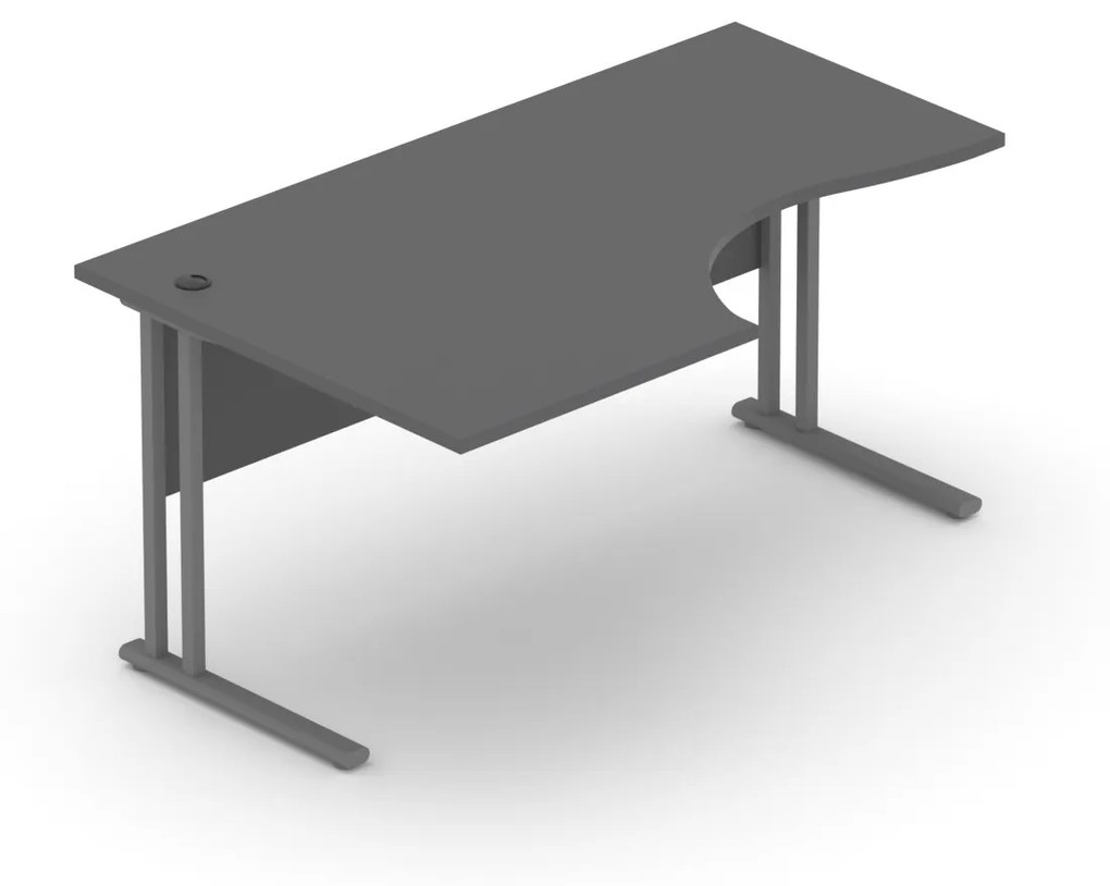 NABYTEK-DESIGNOVY.CZ - BPR21 03 - Kancelářský stůl rohový levý Komfort, kovová podnož, 160x70/100x76 cm, calvados