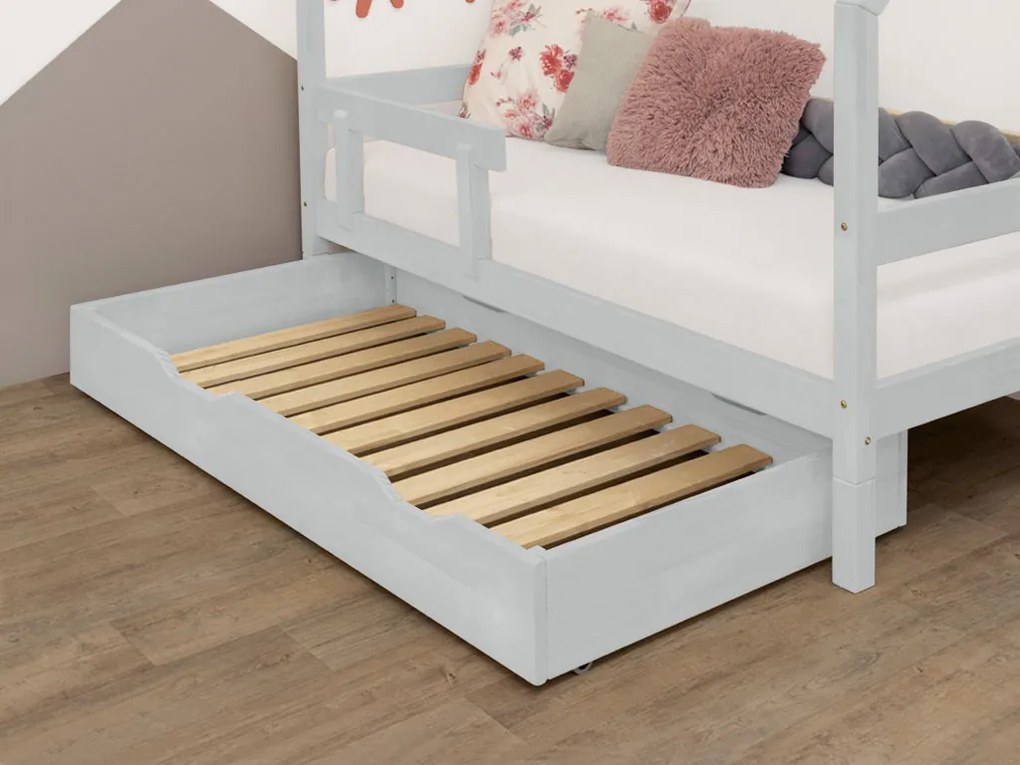 Benlemi Šuplík pod postel BUDDY Barva postele: bez laku, Rozměr šuplíku: 90cm x 180cm (pro postel 90cm x 200cm), Varianta šuplíku pod postel: s roštem a pevným dnem