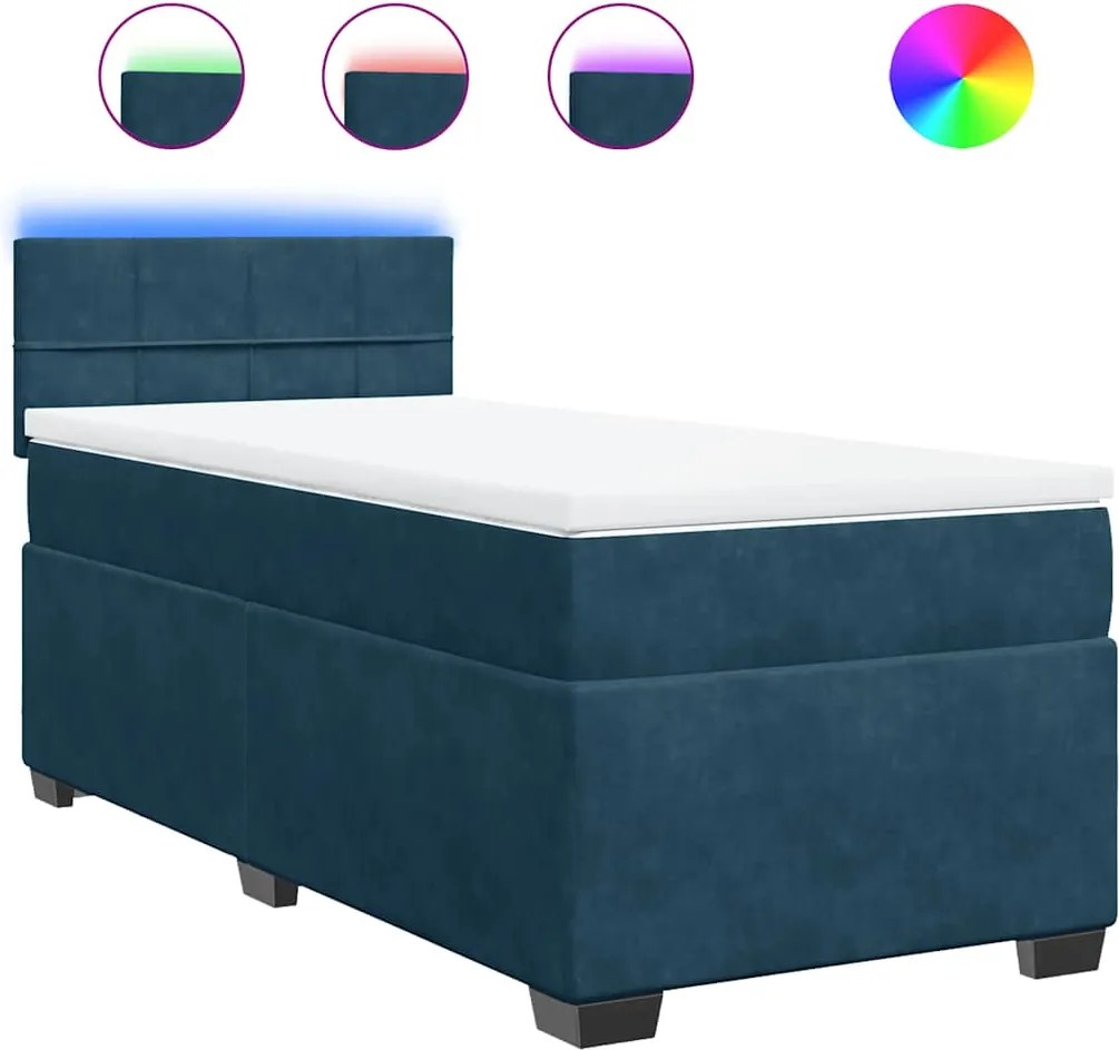 Box spring postel s matrací modrá 90 x 200 cm samet 3288526