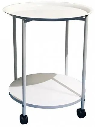 Bílý příruční stolek s kolečky DERIN