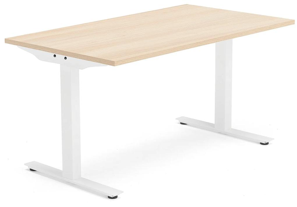 AJ Produkty Psací stůl MODULUS, T-nohy, 1400x800 mm, bílý rám, dub