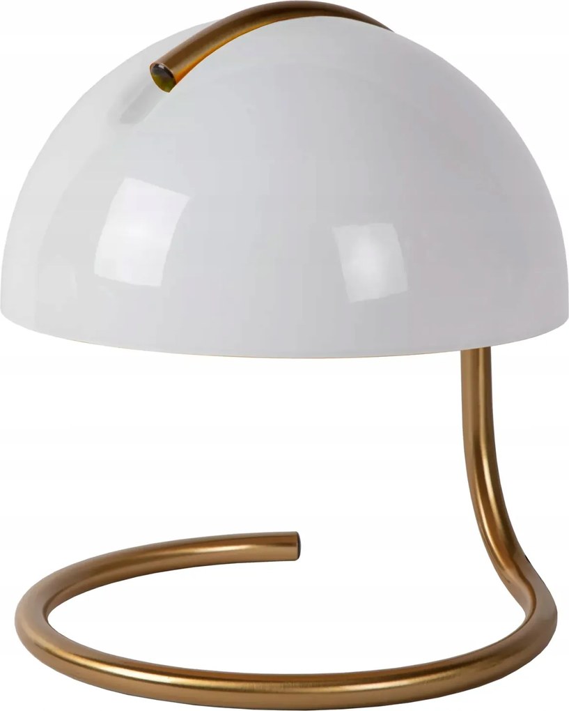 noční stolní lampa, moderní, kulatá, bílá, zlatá, do ložnice, 25 cm Lucide