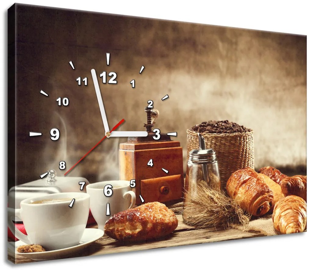 Gario Obraz s hodinami Chutná snídaně Rozměry: 100 x 40 cm