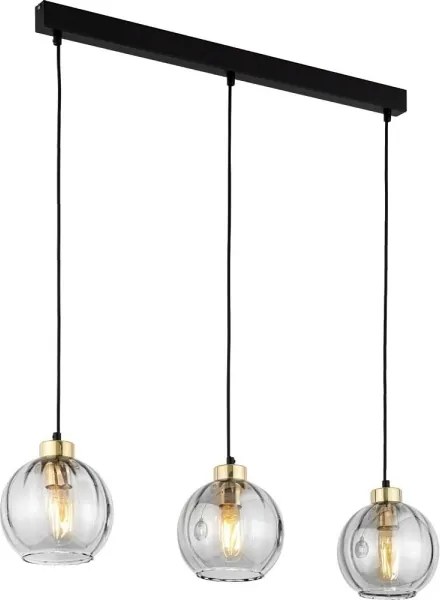 LED Lustr na lanku DEVI 3xE27/15W/230V černá/čirá