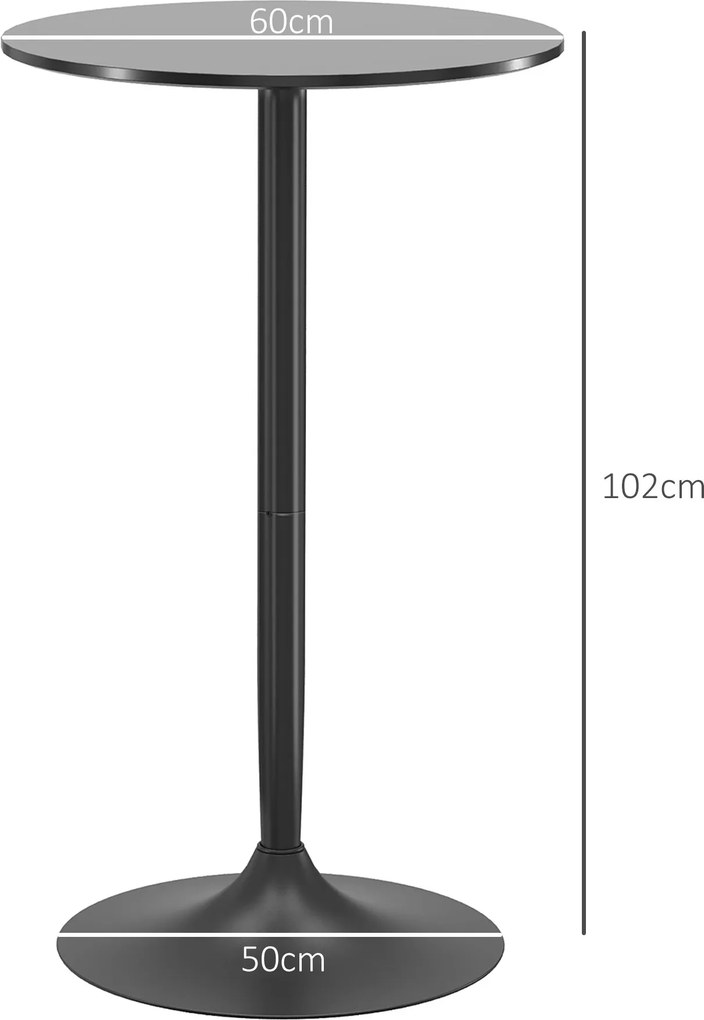HOMCOM Barový stůl bistro Ø60 x 102 cm Kulatý stůl pro večírek nebo bar, černý