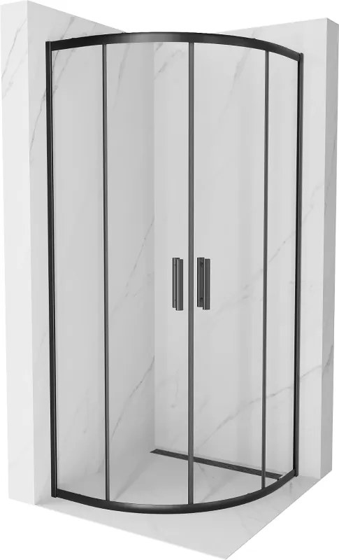 Mexen Rio, čtvrtkruhový sprchový kout 90 x 90 cm, 6mm čiré sklo, černý profil, 863-090-090-70-00