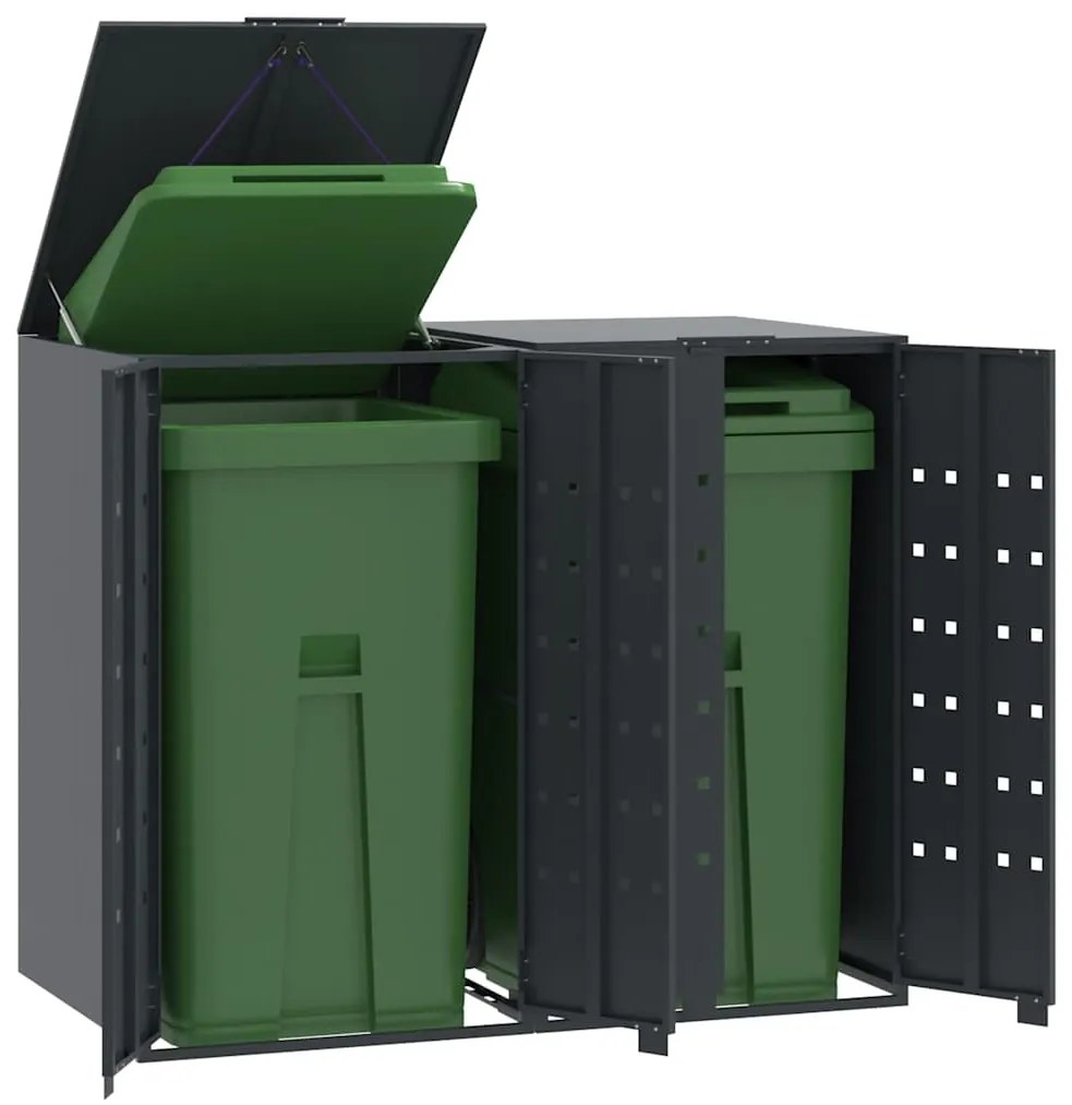 Box na 2 popelnice antracitový 138 x 79 x 117 cm ocel 3279982