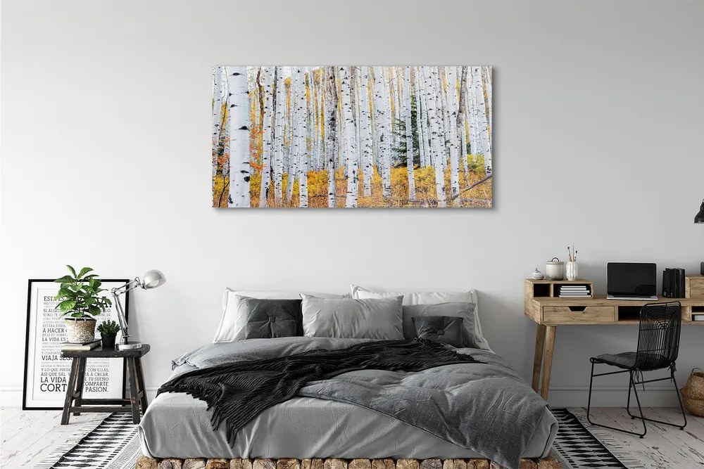 akrylový obraz podzimu bříza 140x70 cm