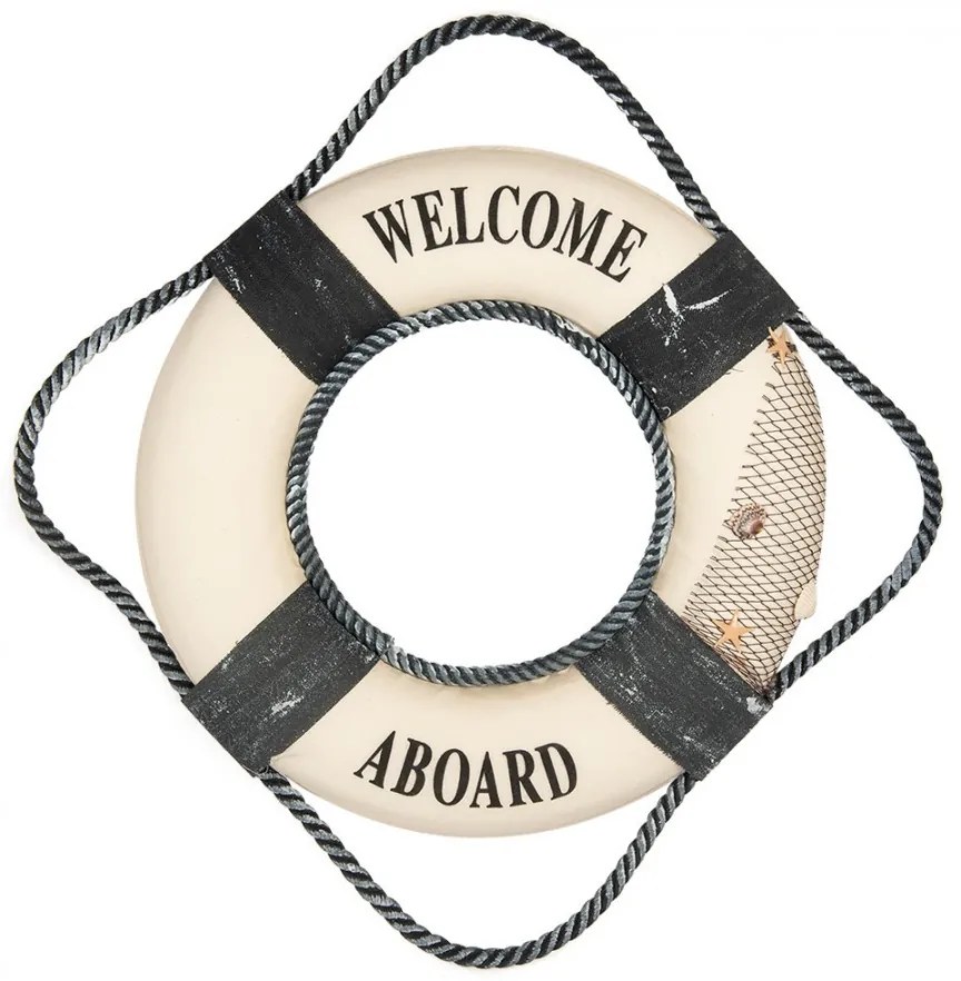 Bílo-modrá dekorace záchranný kruh Lifebuoy Nautic - Ø 31*6 cm