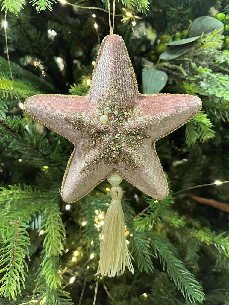 Růžová sametová vánoční hvězda 20cm