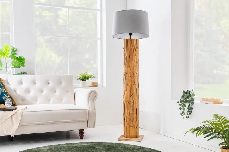 Noble Home Přírodní dřevěná stojací lampa Roots II