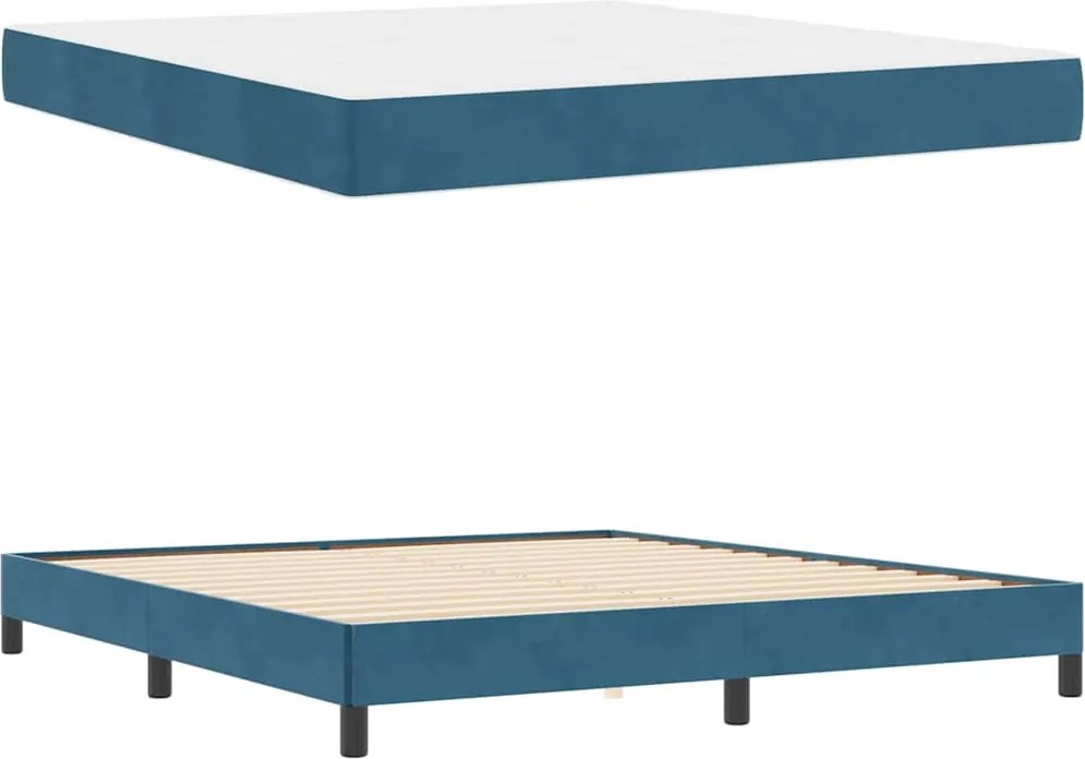 Postel s boxspringem s matrací Tmavě modrá 180 x 200 cm textil 3398711