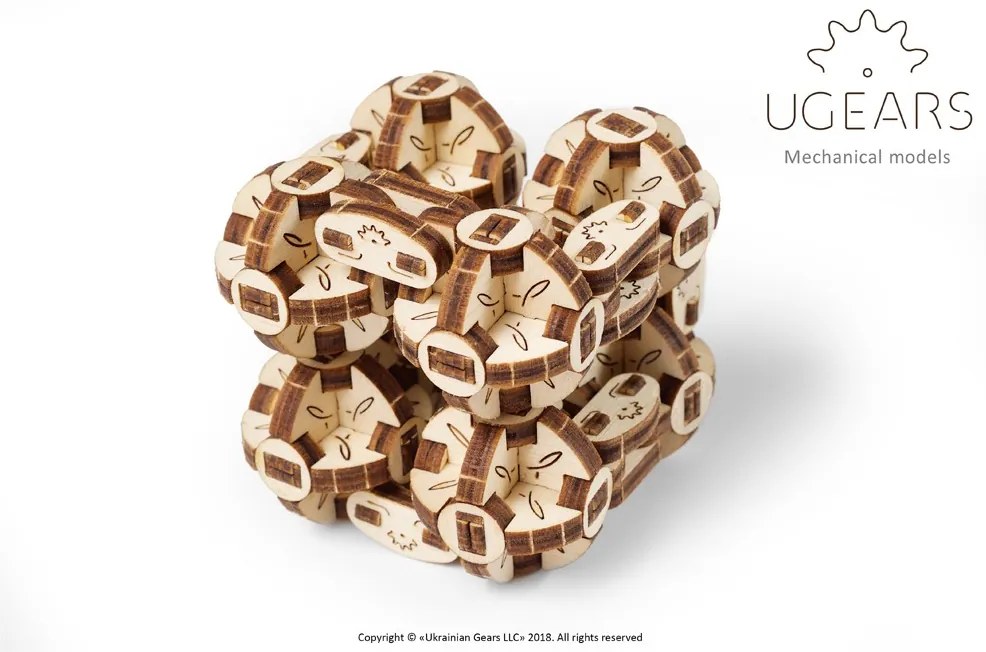 Ugears 3D dřevěné mechanické puzzle Kostka Flexi