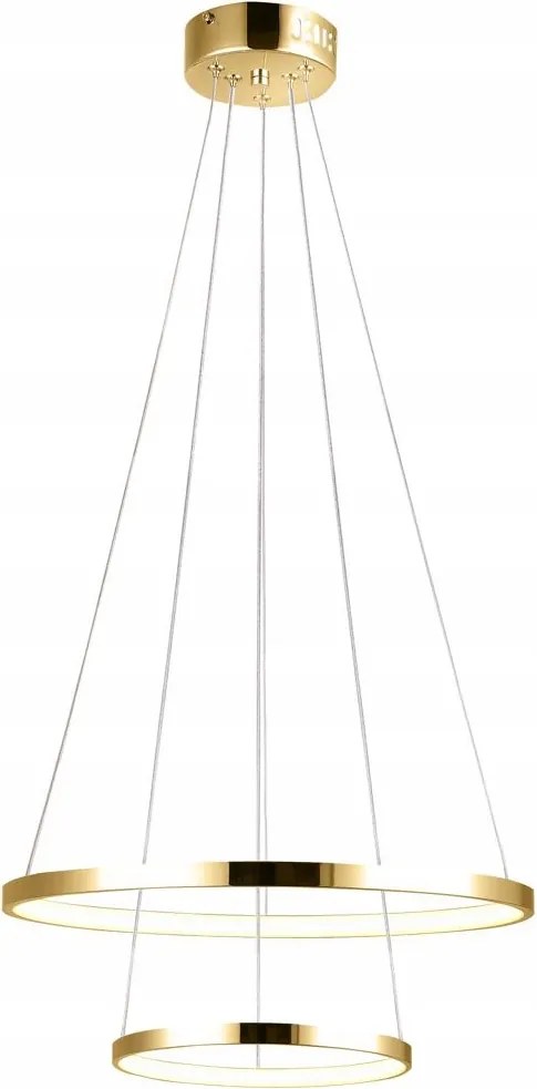 Závěsná lampa Moderní Led Zlaté kroužky 50/30 cm Neutrální barva 40 W