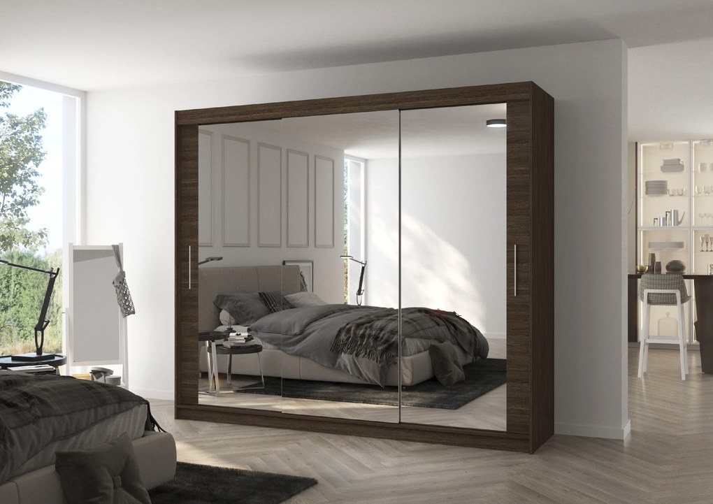 ADRK Furniture Skříň s posuvnými dveřmi a zrcadlem CHESTER 250 ADRK-SW-CHE-CH-250