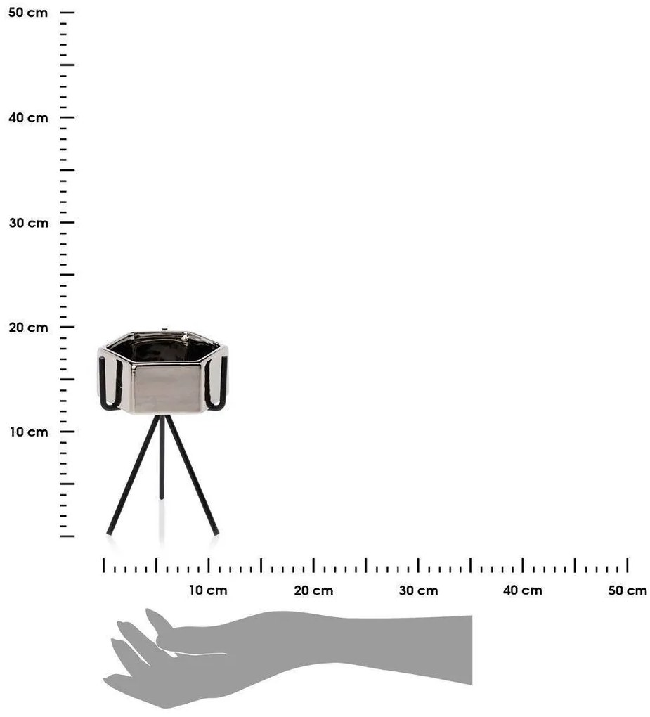 Květináč na stojanu Sashi 16,5 cm stříbrný