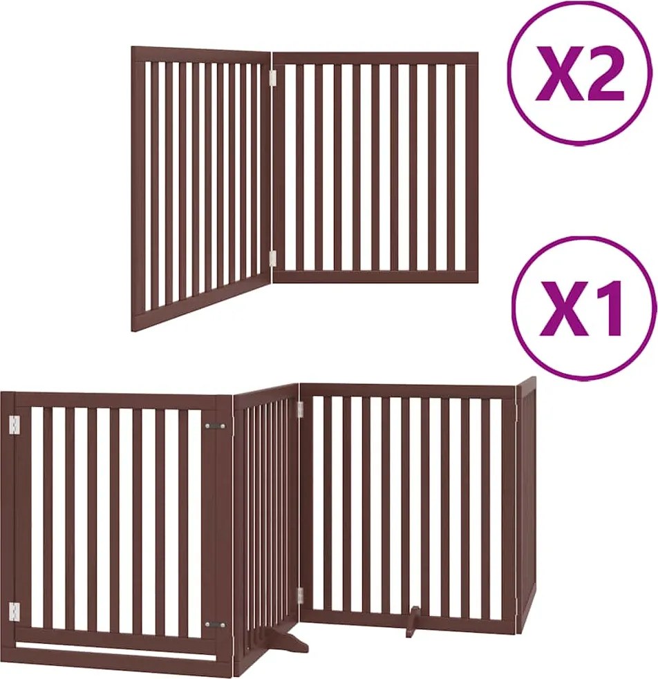 Zábrana pro psy s dvířky skládací 8 panelů hnědá 640 cm topol 3155694