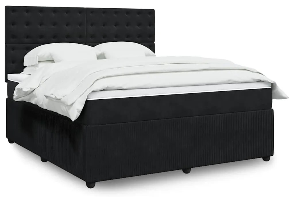 Box spring postel s matrací černá 180x200 cm samet 3292420