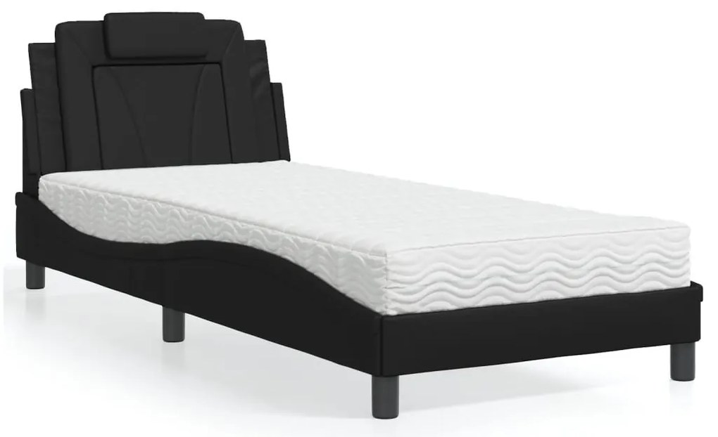 Postel Viana s matrací černá 90 x 200 cm umělá kůže 3208768