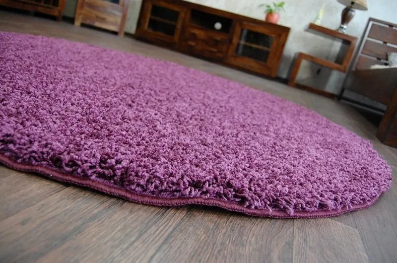 Kulatý koberec SHAGGY Hiza 5cm fialový