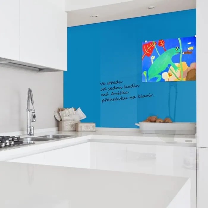 Modrá coelinová skleněná magnetická tabule nalepovací na zeď Smatab® - 100 × 150 cm