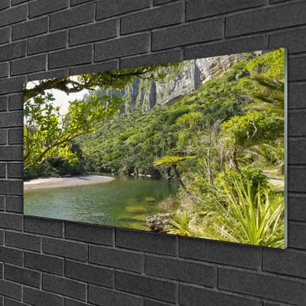 Obraz na skle Jezero Příroda 100x50 cm