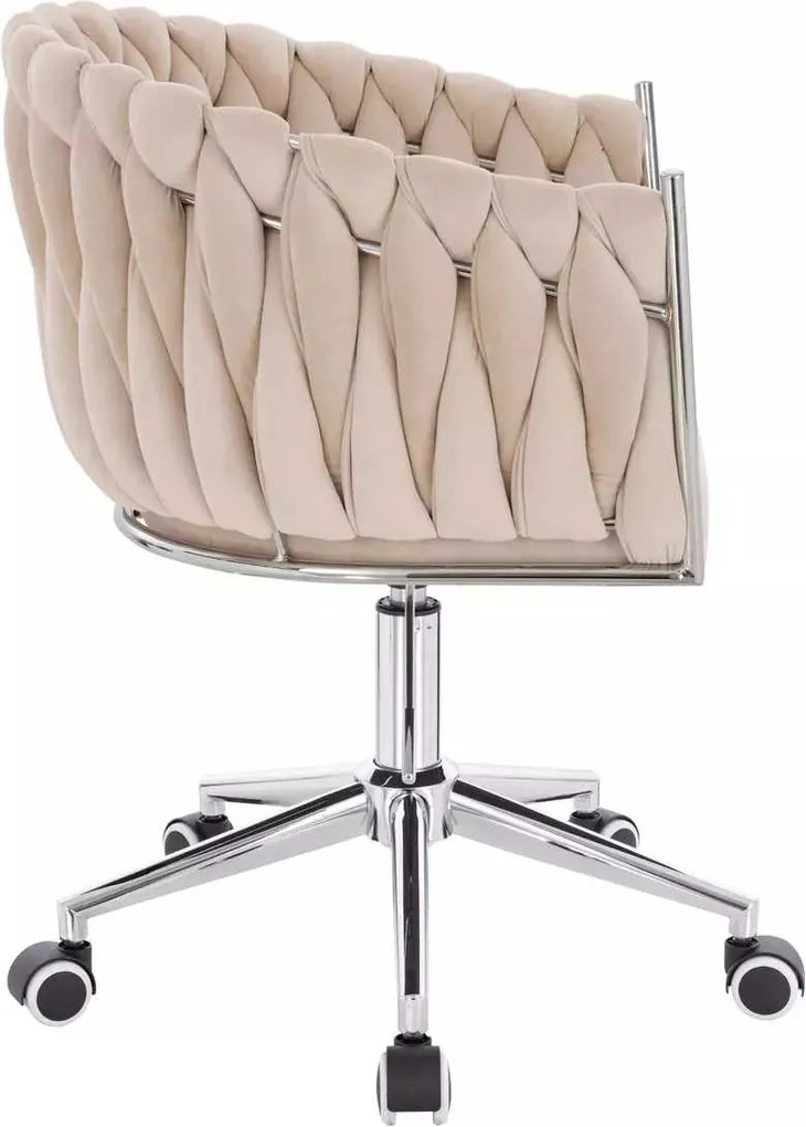 LuxuryForm DESIGN Židle NORDEN VELUR na stříbrné podstavě s kolečky - krémová