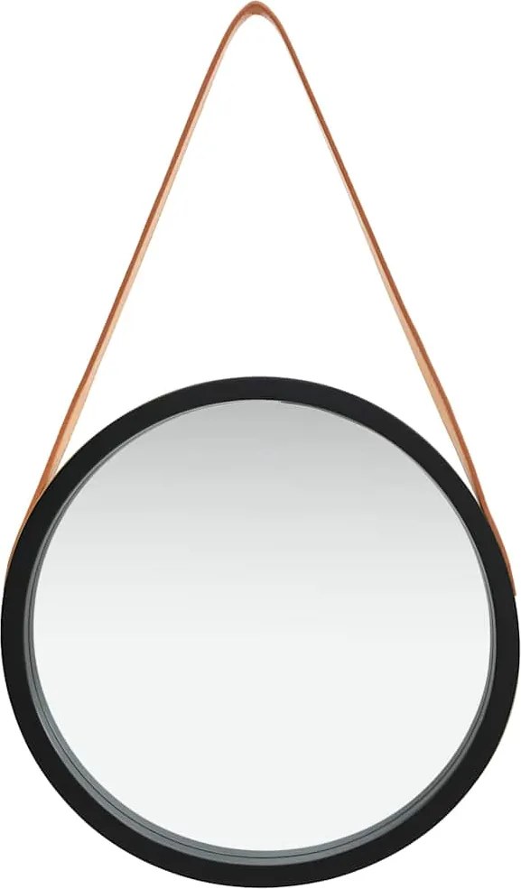 Nástěnné zrcadlo s popruhem 40 cm černé 320363
