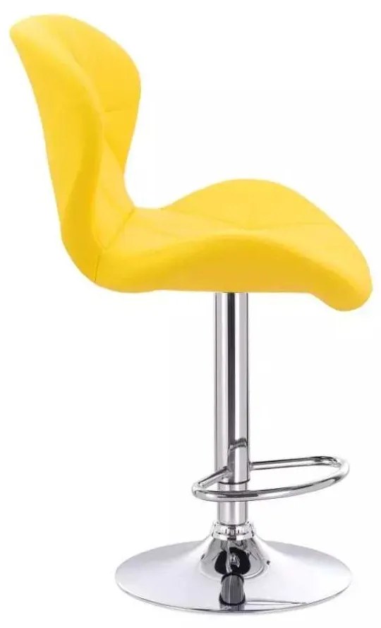 LuxuryForm DESIGN Barová židle LIVIO na stříbrné kulaté podstavě - žlutá