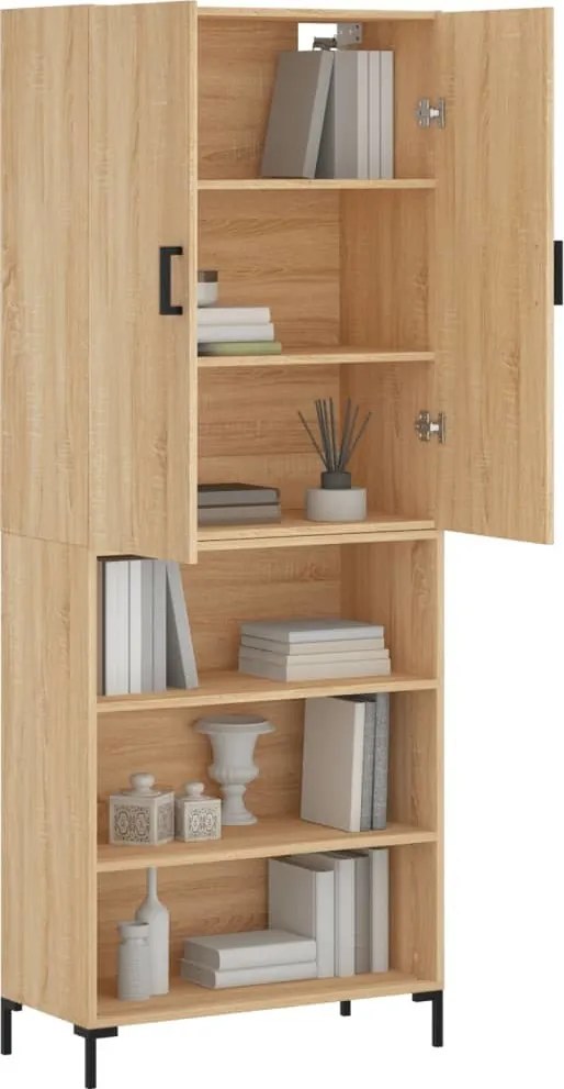 vidaXL Skříň highboard 69,5 x 34 x 180 cm kompozitní dřevo [3196070] Barva: Černá