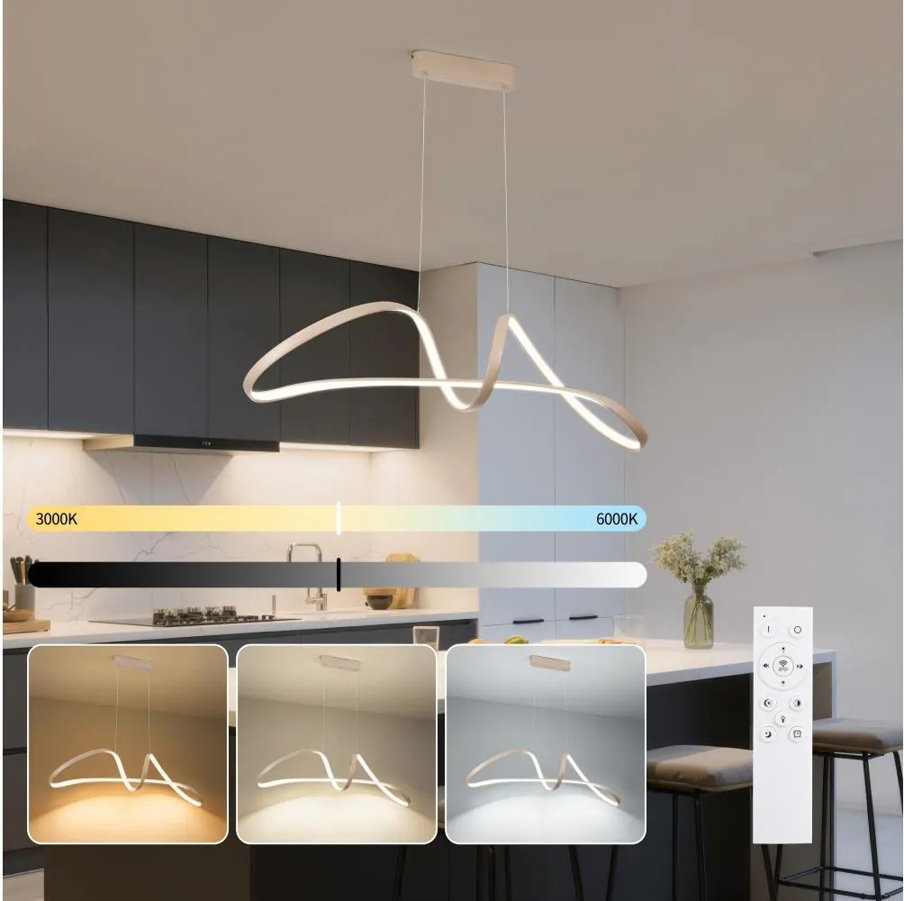 Brilagi-LED Stmívatelný lustr na lanku TWISTER LED/60W/230V 3000-6000K béžová+DO