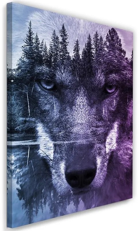 Gario Obraz na plátně Abstraktní vlk na pozadí lesa a jezera Rozměry: 40 x 60 cm