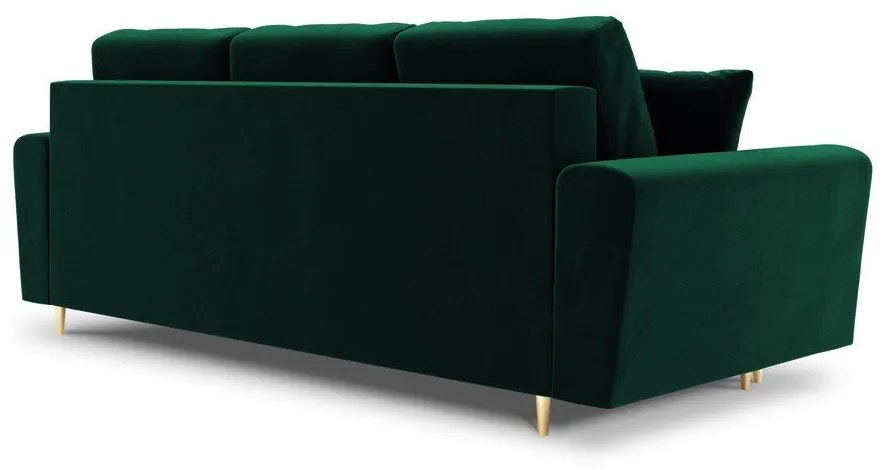 Zelená sametová rozkládací/s úložným prostorem pohovka 235 cm Kyoto – Cosmopolitan Design