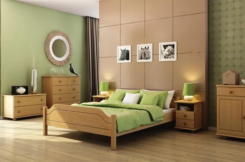 Drewmax LK115 - Dřevěná postel masiv dvojlůžko 120 cm