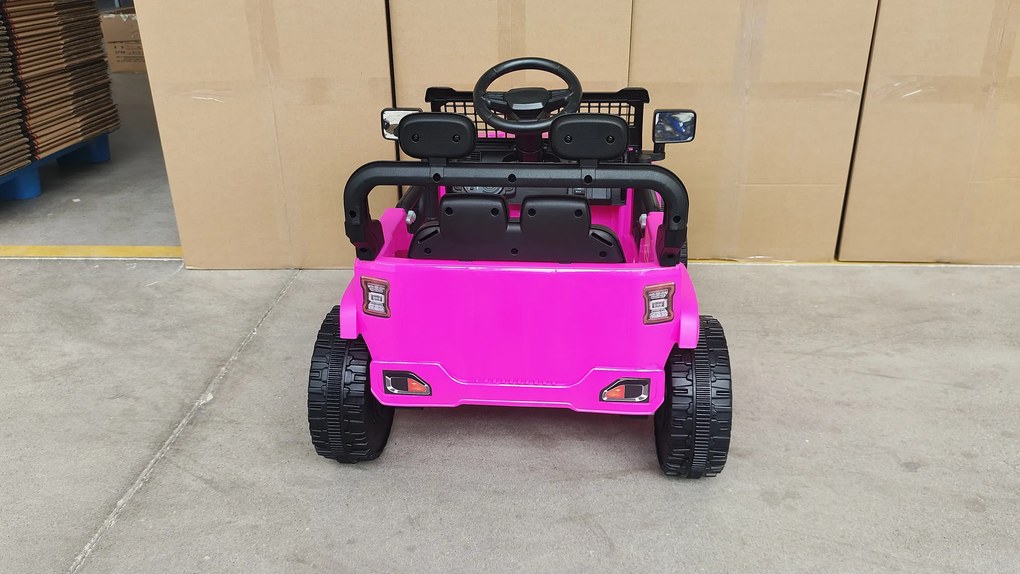 AIYAPLAY dětské elektrické auto 12V, elektrické buggy pro děti, 2-4 km/h, 2 motory, dálkové ovládání, lithiová baterie, růžová