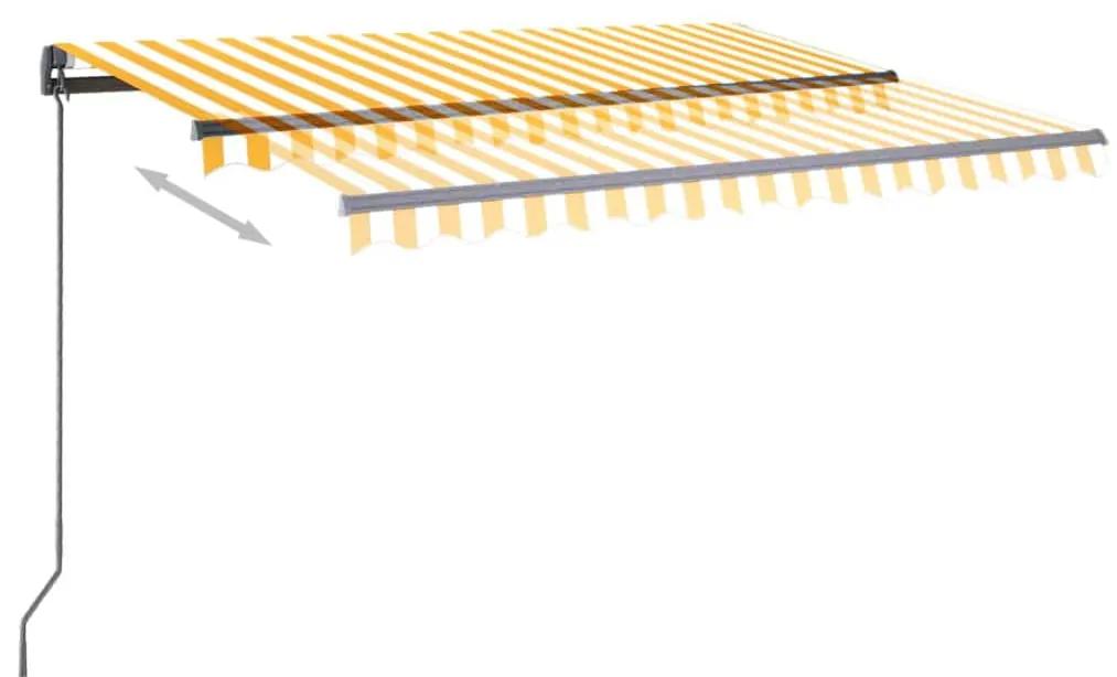 vidaXL Ručně zatahovací markýza s LED světlem 3 x 2,5 m žlutobílá