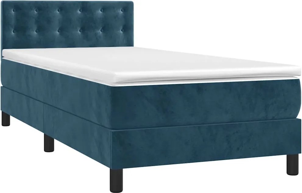 Box spring postel s matrací tmavě modrá 100x200 cm samet 3141531