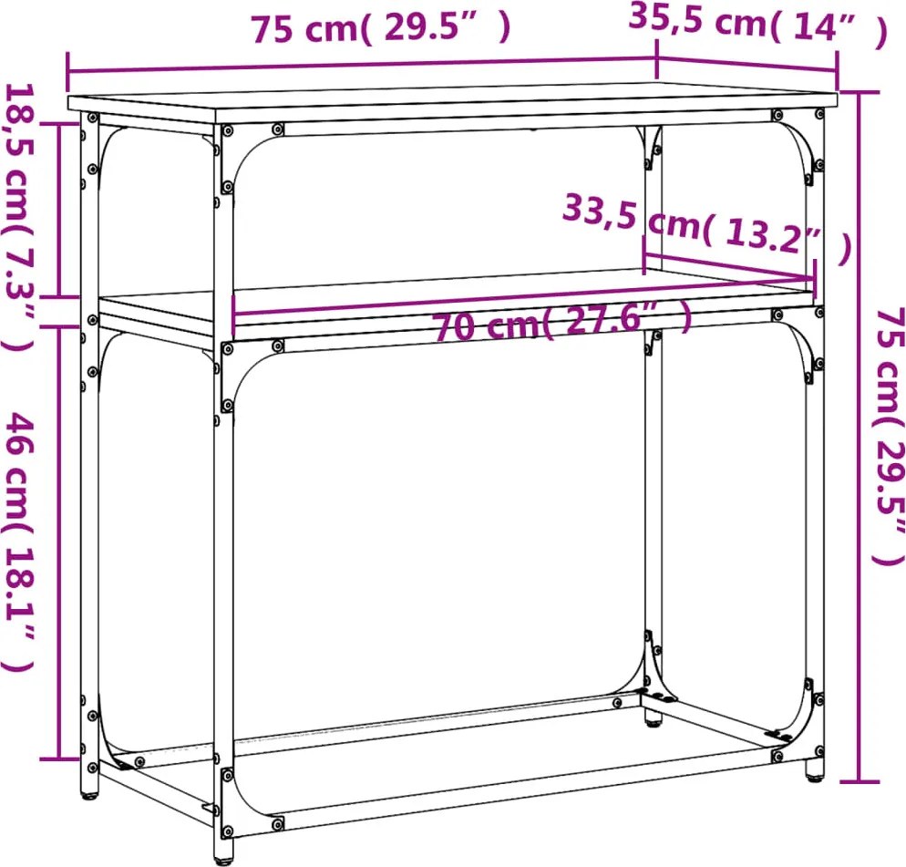 vidaXL Konzolový stolek 75 x 35,5 x 75 cm kompozitní dřevo [834074] Barva: Černá