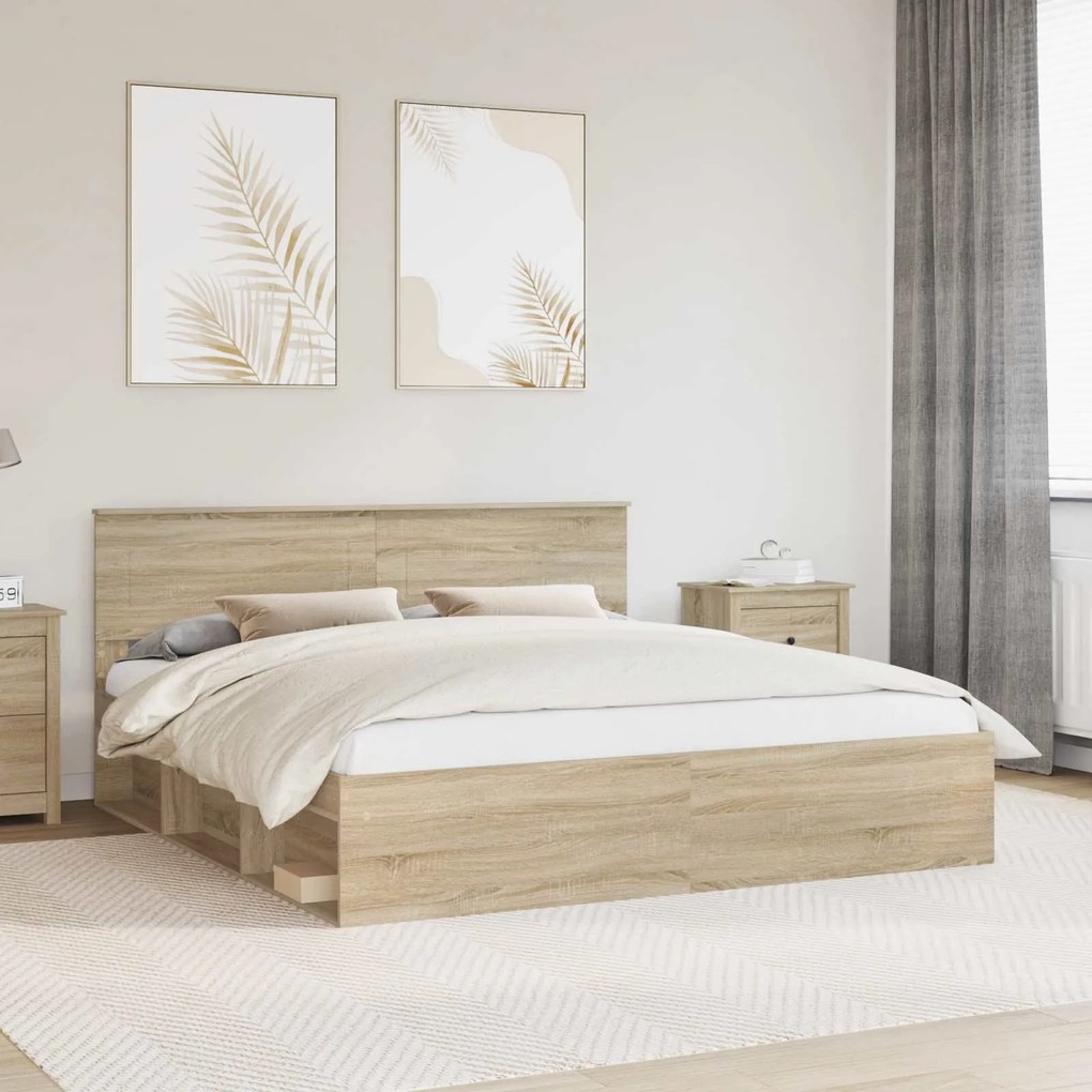 Rám postele s čelo Sonoma 200 x 200 cm Kompozitní dřevo 3407834