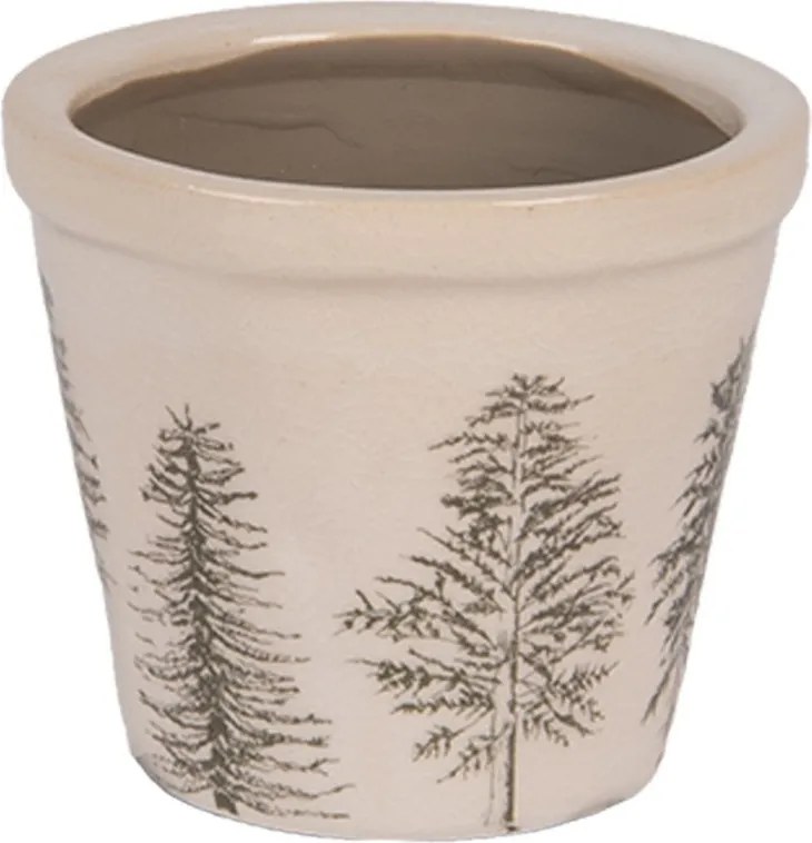 Béžový obal na květináč se stromky Natural Pine Trees XS - Ø 8*7 cm